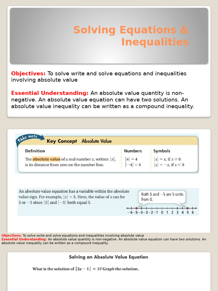 Algebra 2 Applied Unit 1 Lesson 3 | PDF | Equations | Inequality ...