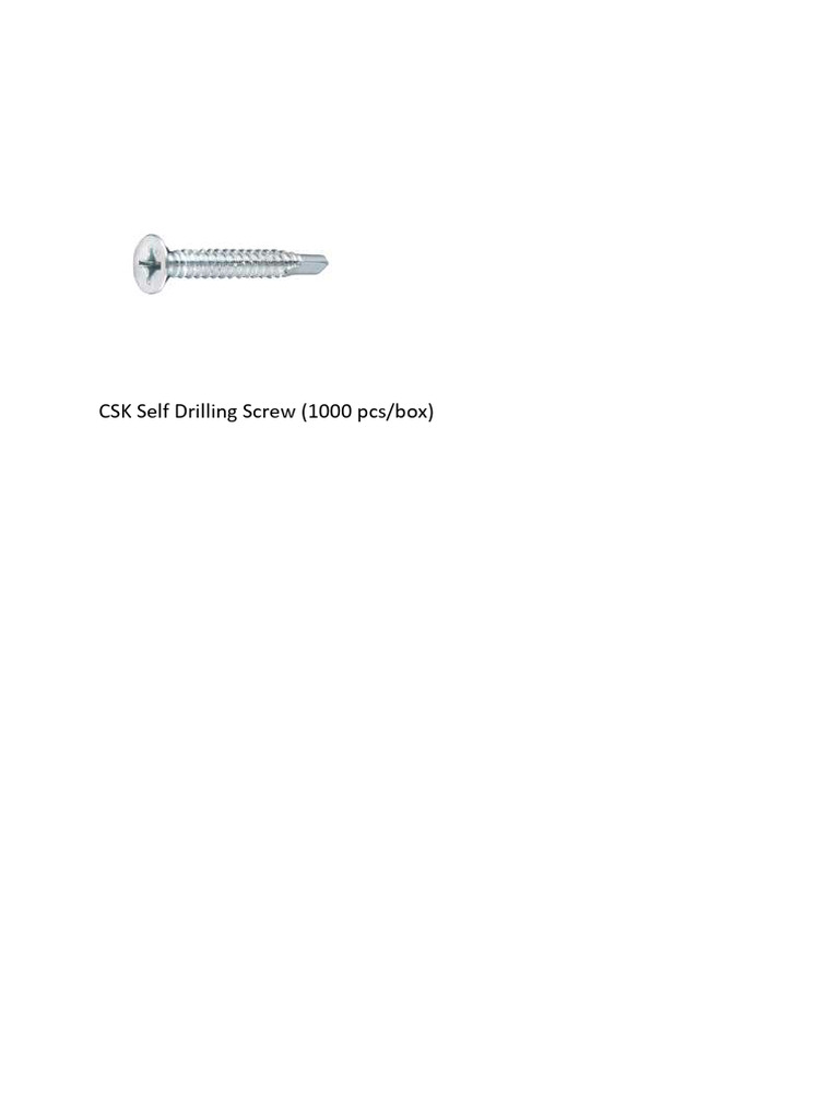 CSK Self Drilling Screw (1000 Pcsbox) | PDF