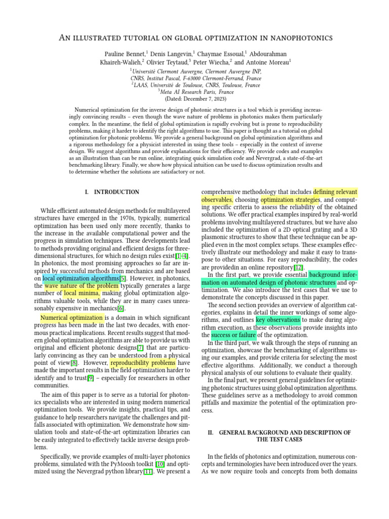 Global Optimization in Photonics | PDF | Mathematical Optimization