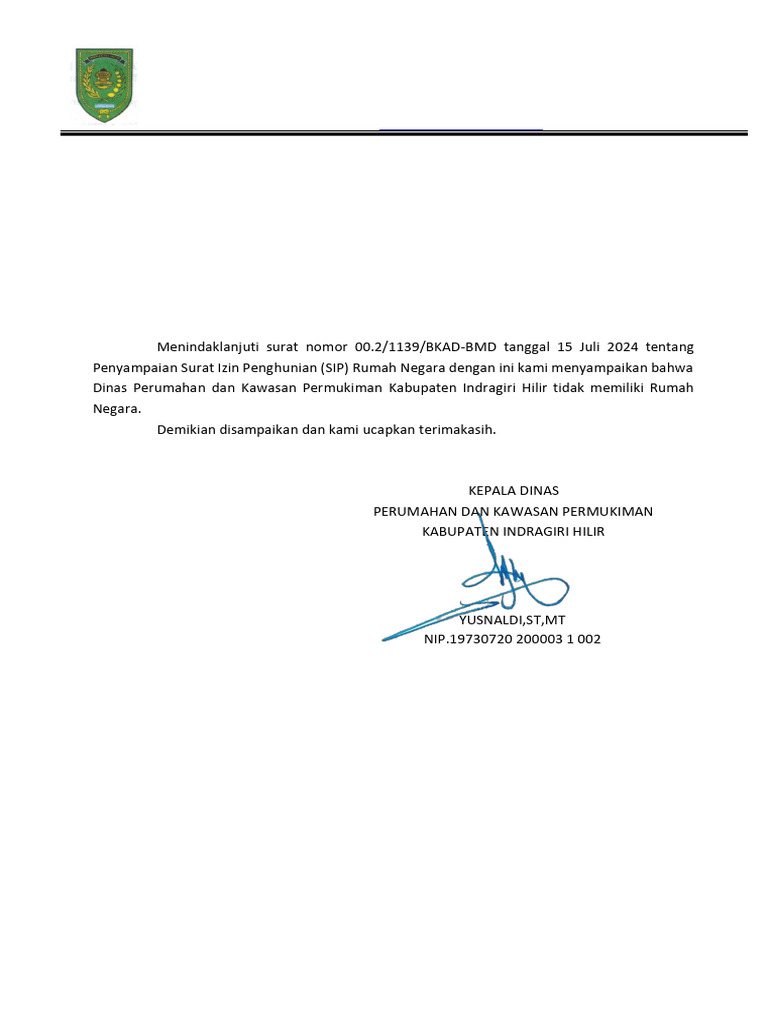 Keterangan Sip 2024 Perkim | PDF