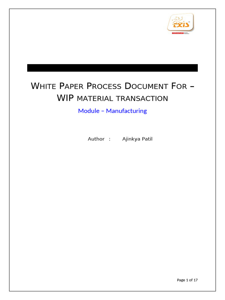 WIP Material Transaction Process Guide | PDF