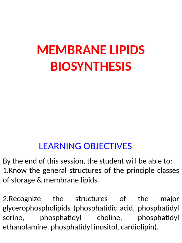 Membrane Lipids Biosynthesis | PDF | Lipid | Biosynthesis
