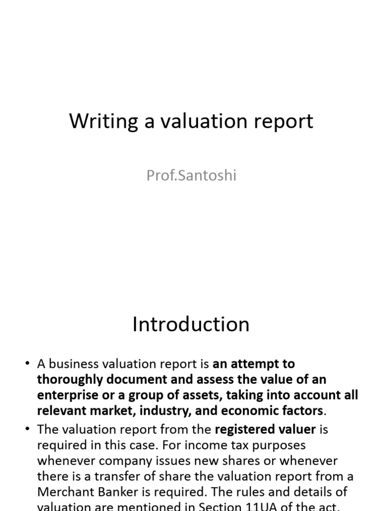 Types and Importance of Valuation Reports | PDF | Valuation (Finance ...