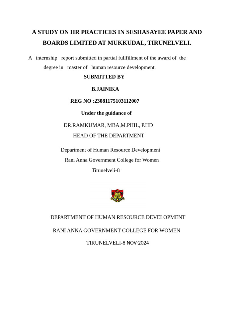 Internship Project Jeni | PDF | Employment | Compensation And Benefits