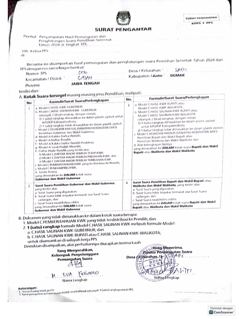Surat Pengantar Tps 06 | PDF