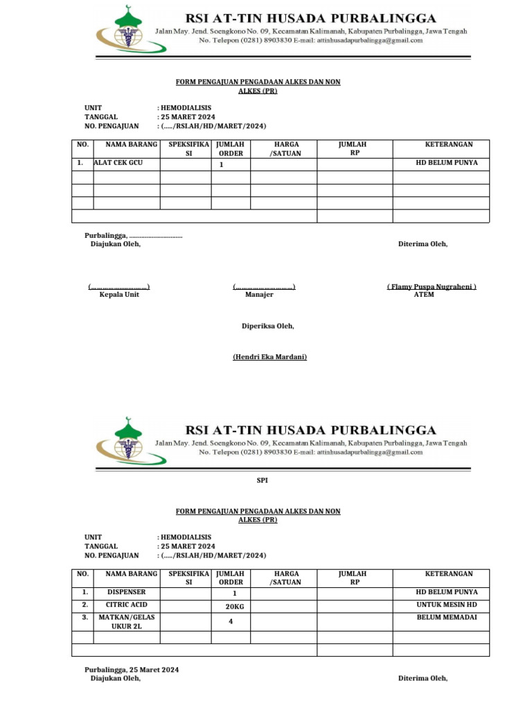 FORM PENGAJUAN DISPENSER | PDF