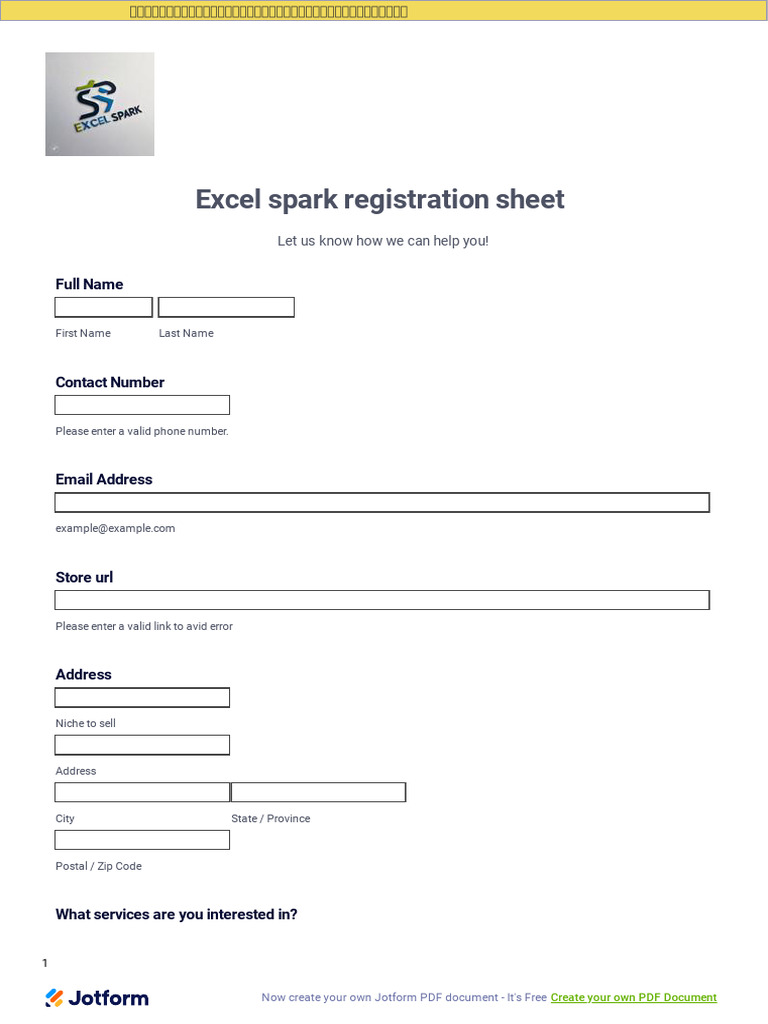 Excel Spark Registration Sheet | PDF