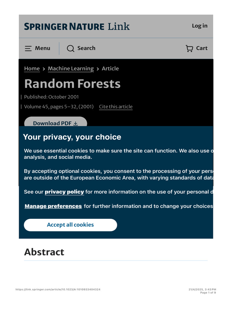 Random Forests - Machine Learning | PDF | Machine Learning | Statistics