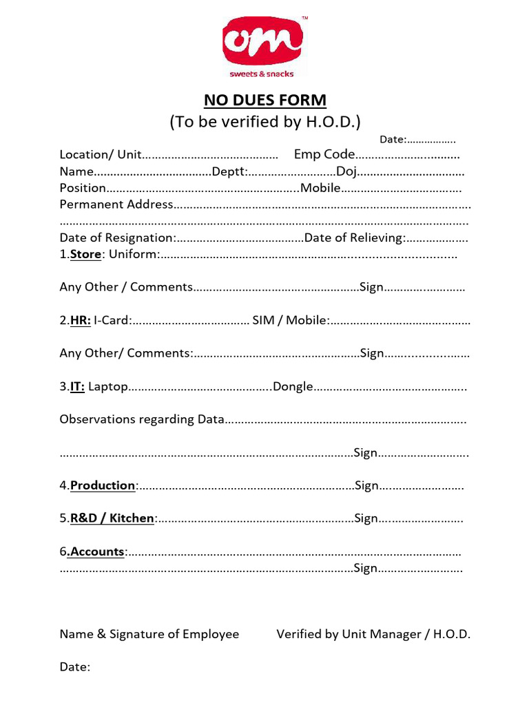 How to Complete the No Dues Form | PDF