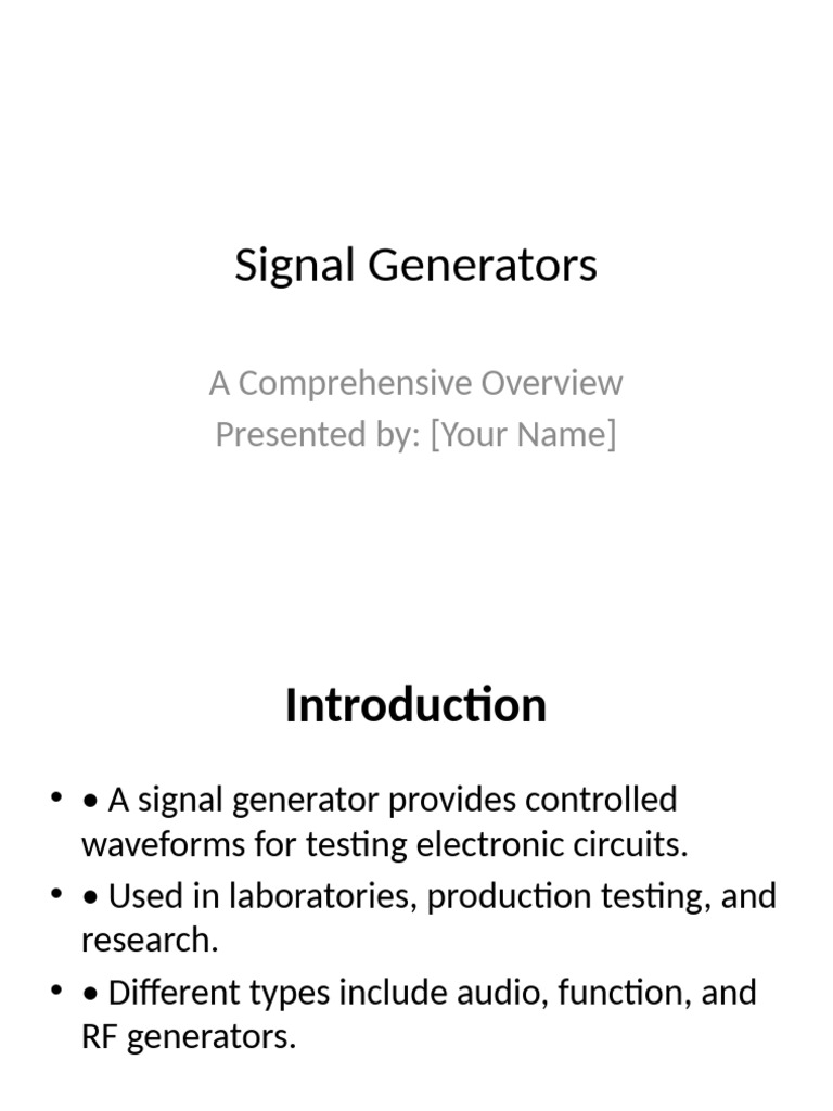 Signal Generators: Types & Applications | PDF