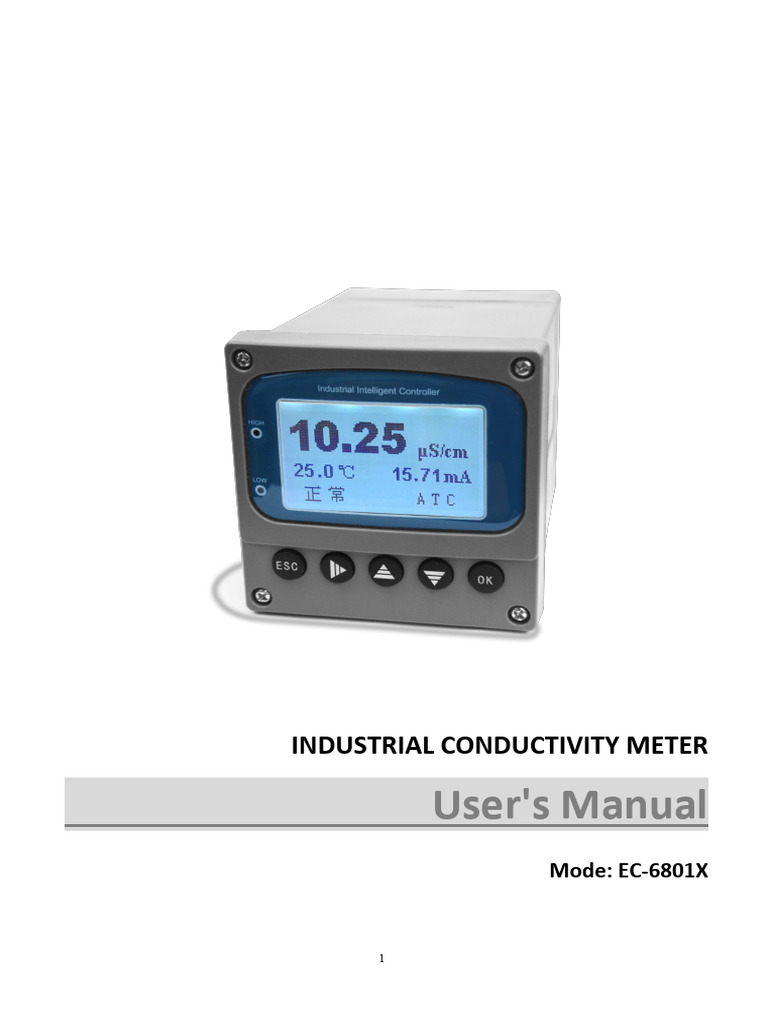 EC-6801X Conductivity Meter Manual | PDF | Instrumentation | Calibration