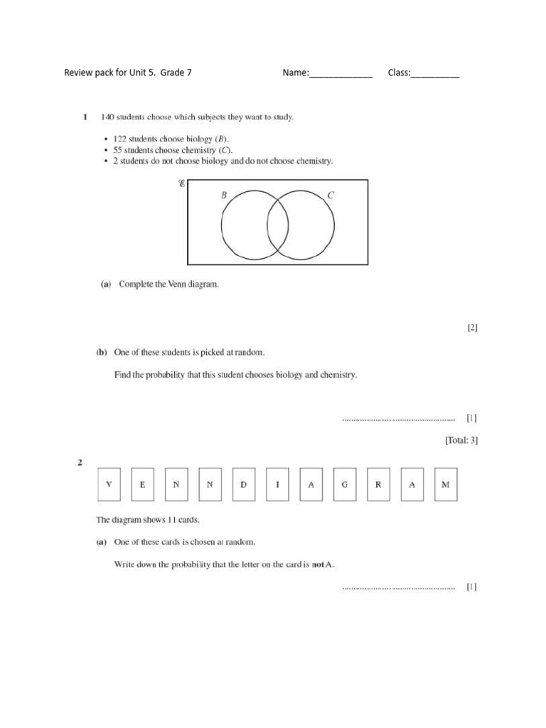 Review pack for Unit 5. grade 7 (1) | PDF
