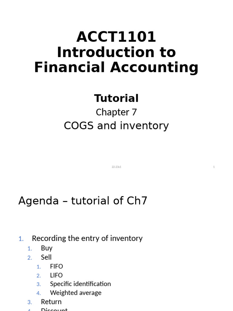 ACCT1101 Ch7 | PDF | Cost Of Goods Sold | Inventory