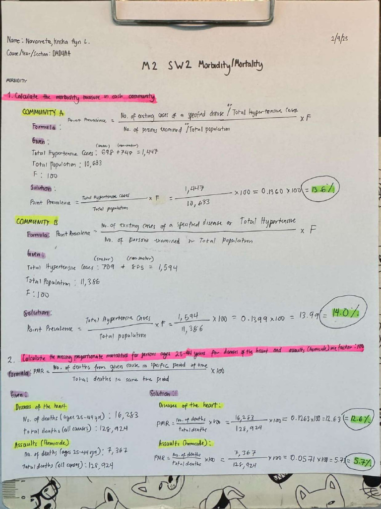 M2 SW2 Morbidity Mortality | PDF