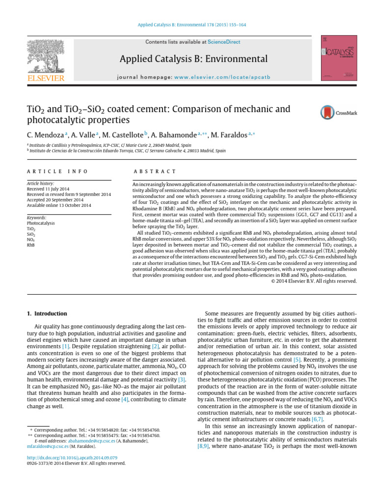 TiO2 and TiO2-SiO2 Coated Cement - Comparison of Mechanic and ...