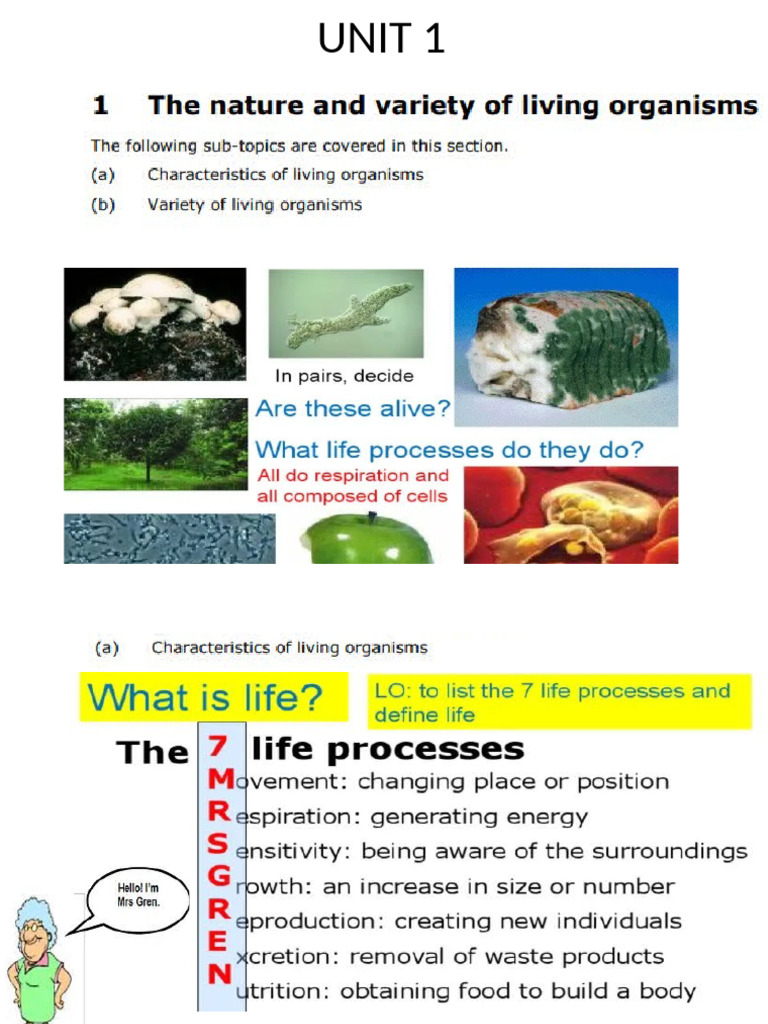 Unit 1a) The Nature and Variety of Living Organisms | PDF | Cell ...