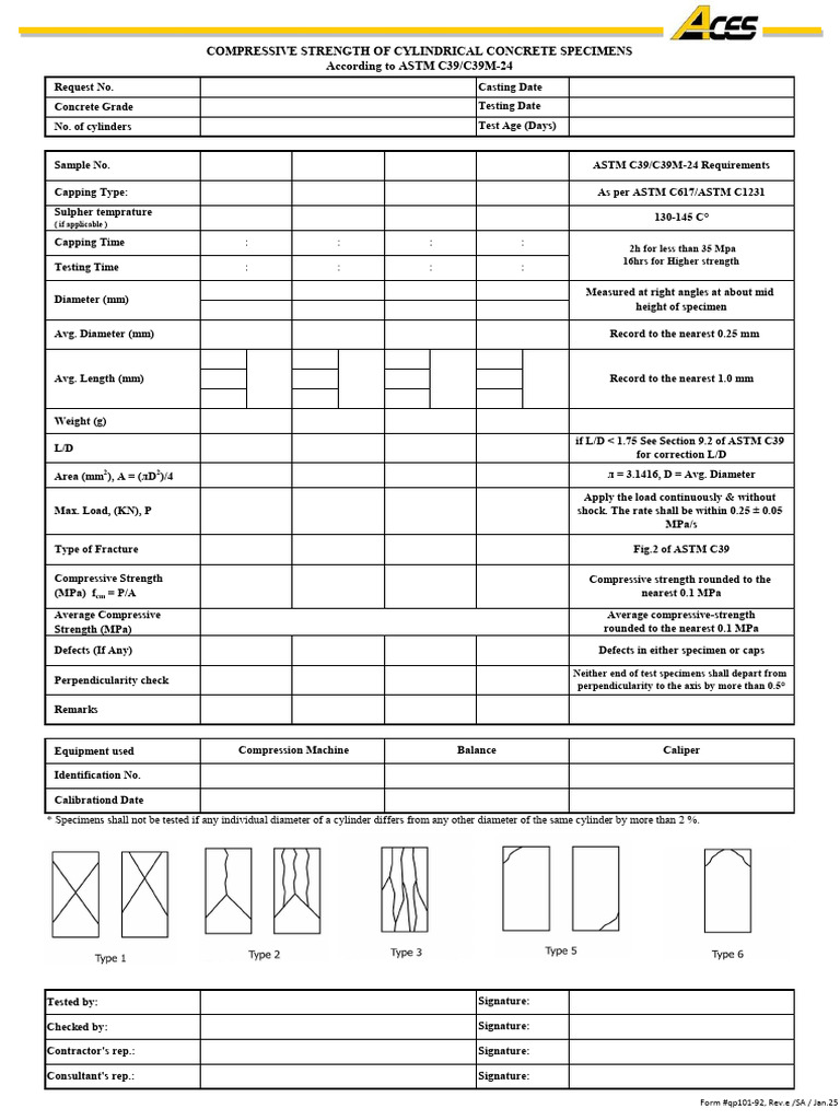 QP 101-92, Rev.e - Compressive Strength of Cylindrical Concrete ...