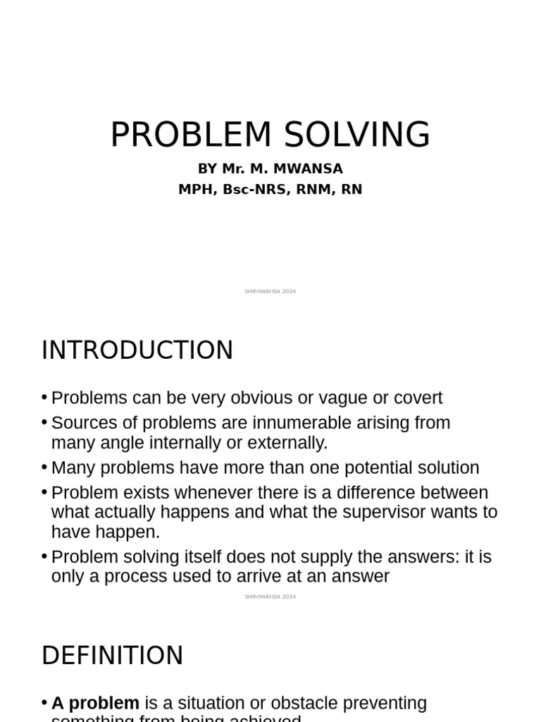 Problem Solving by Shimwansa 2023 | PDF | Decision Making | Creativity