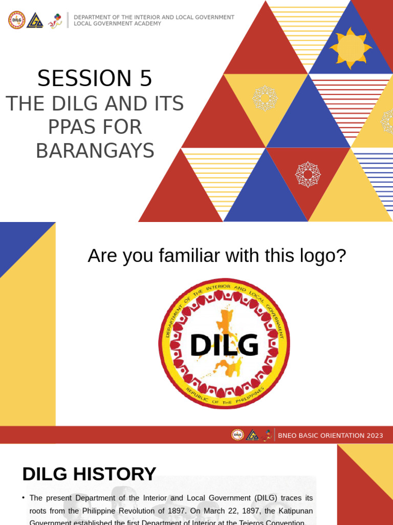 (SD) Session 5 - The DILG and Its PPAs For Barangays | PDF | Government ...