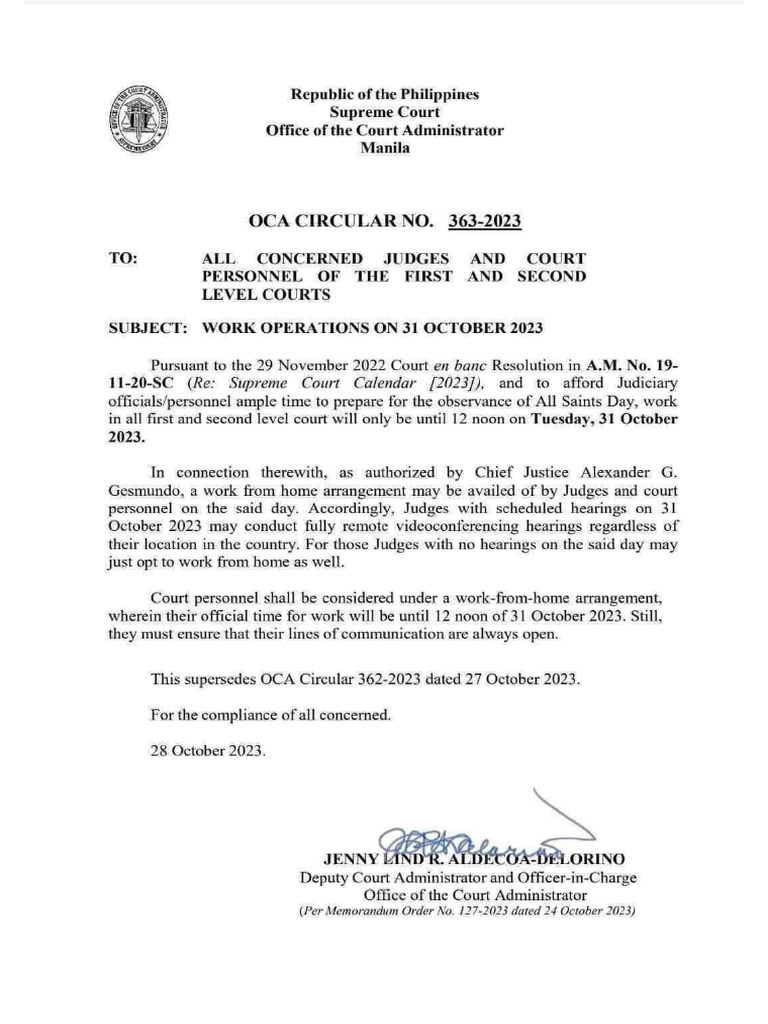 Oca Circular No. 363-2023 | PDF