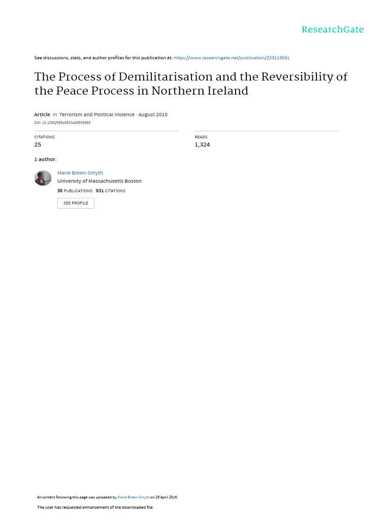 The Process of Demilitarisation and The Reversibil | PDF | Unionism In ...