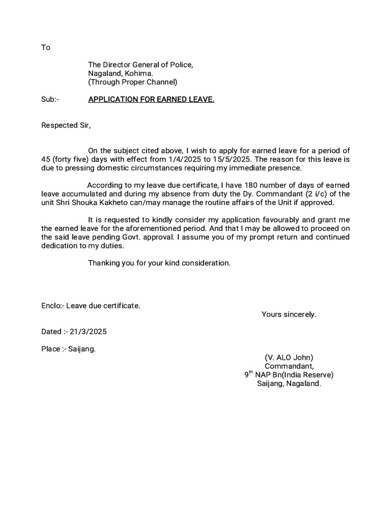 Leave Application | PDF