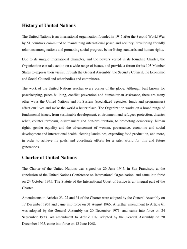 History of United Nations | PDF | United Nations General Assembly ...