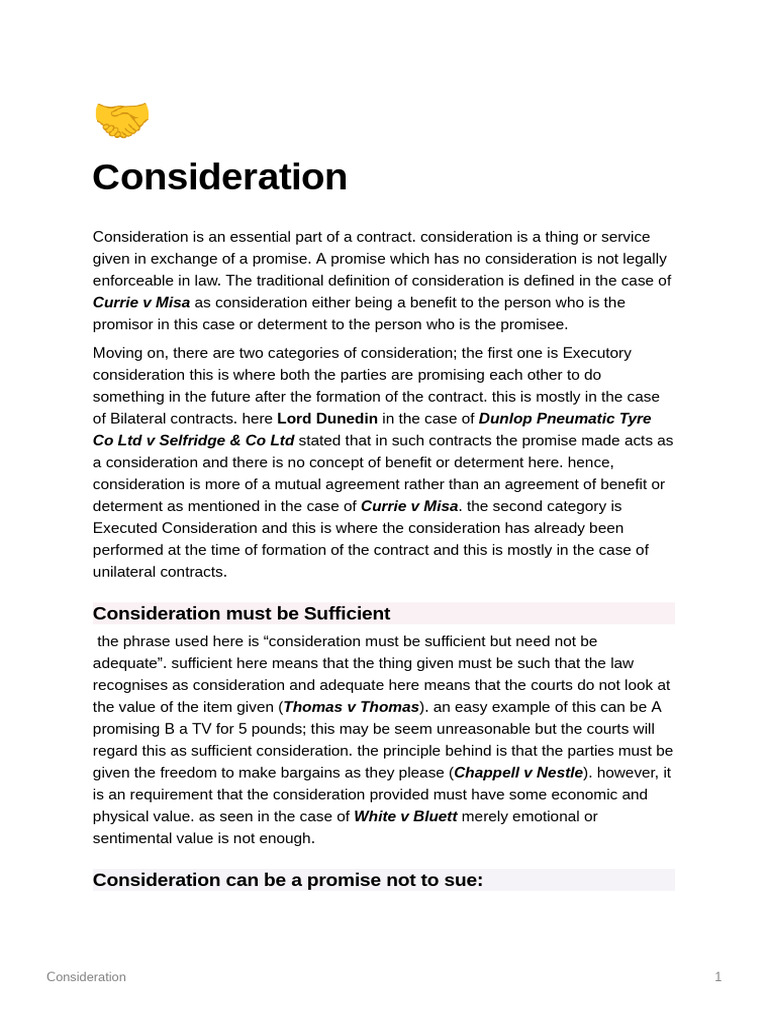 consideration | PDF | Estoppel | Consideration