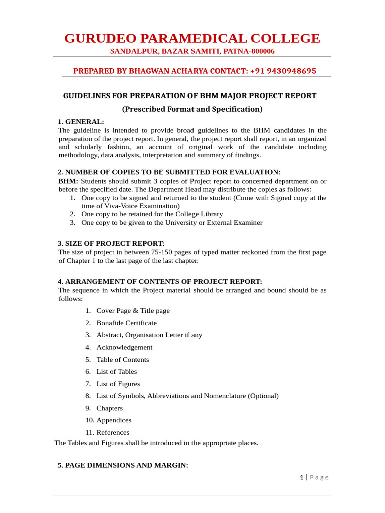 BHM 21-25 Project Guidelines | PDF | Survey Methodology | Written ...