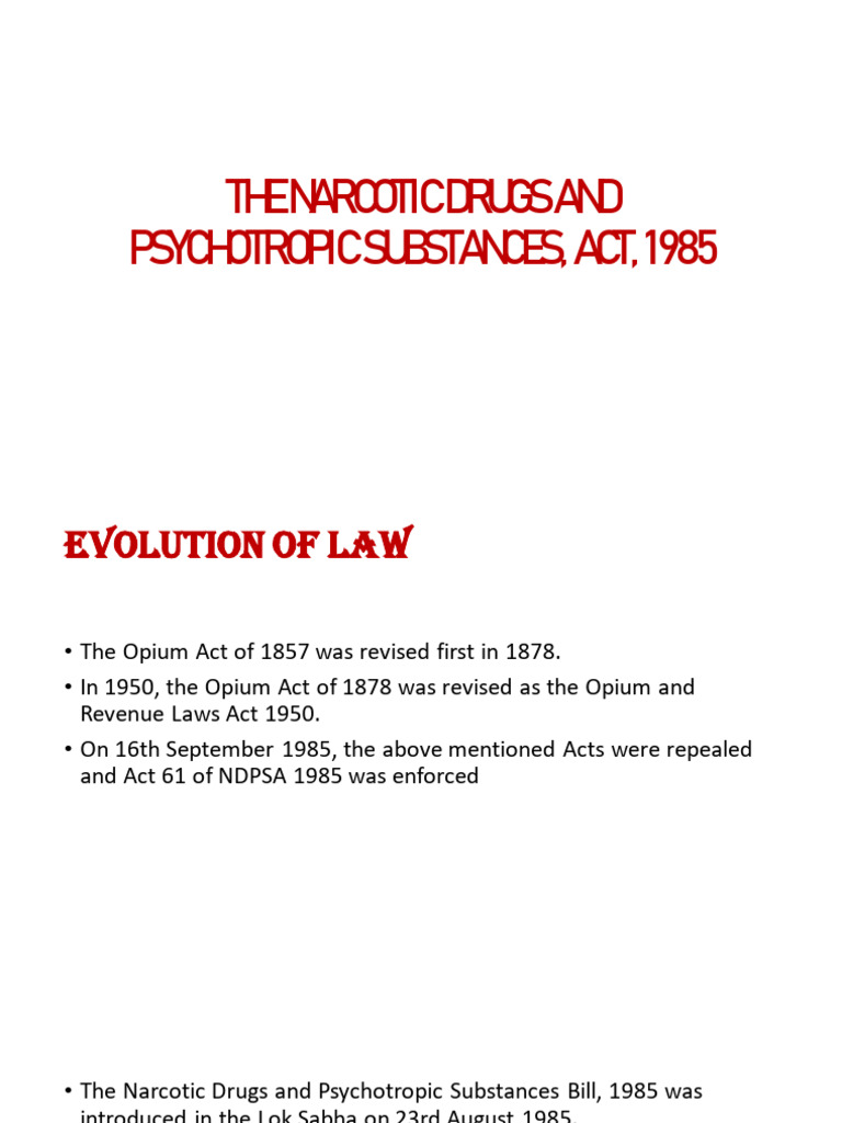 NDPS Act 1985: Overview and Amendments | PDF | Opium | Narcotic