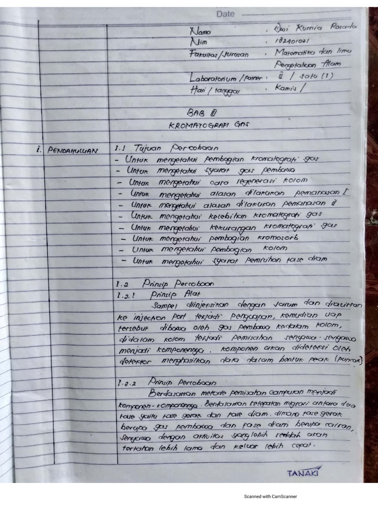 Jurnal Analitikiii Kromatografi Gas 1 Dwi Kurnia Rosada 182401021 | PDF