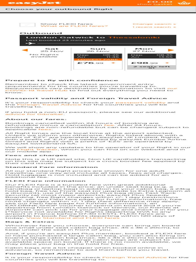 EasyJet FLEXI Fare Benefits Explained | PDF