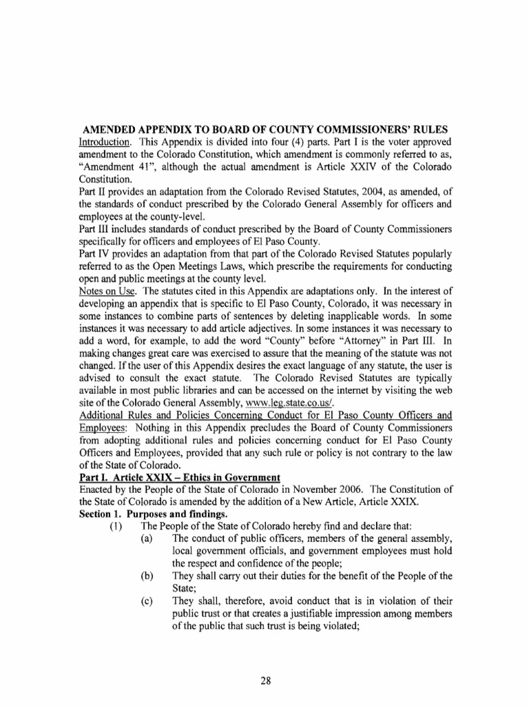 El Paso County Conduct Rules Amendment | PDF | Fiduciary | Employment
