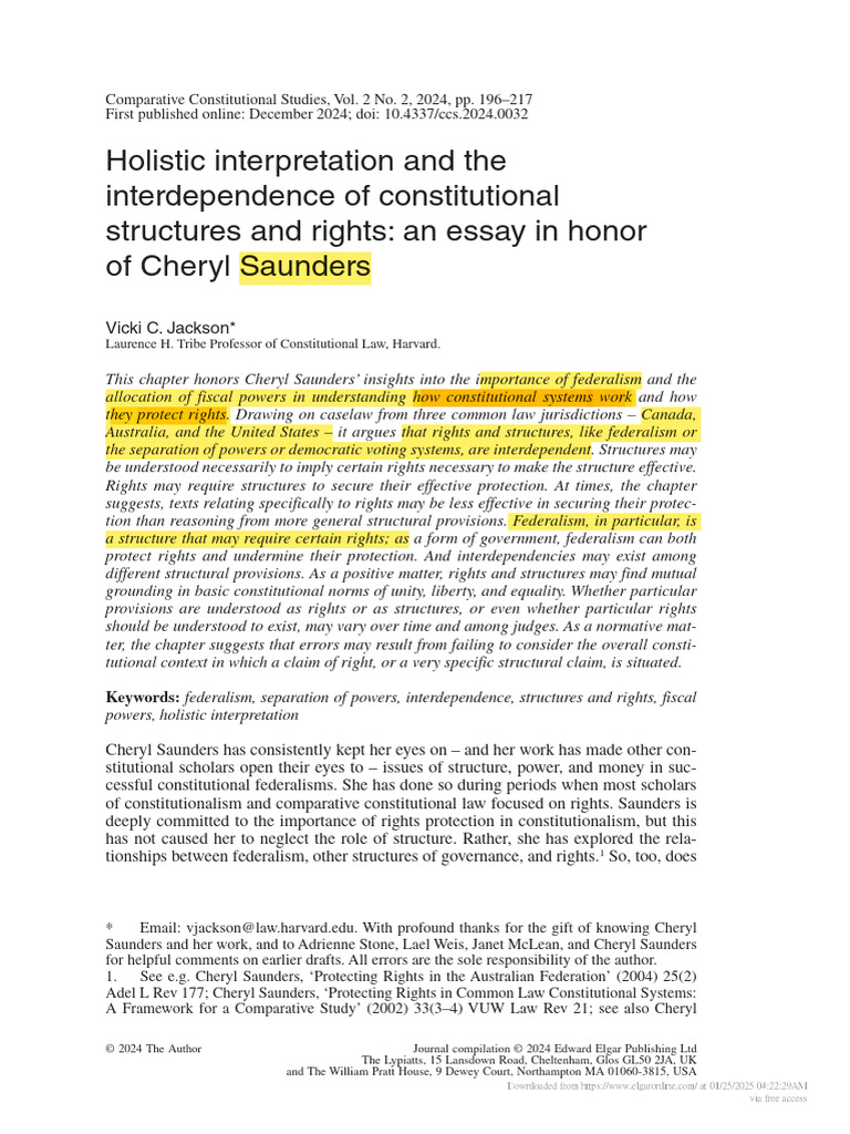 Vicki C. Jackson, Holistic Interpretation and The Interdependence ...