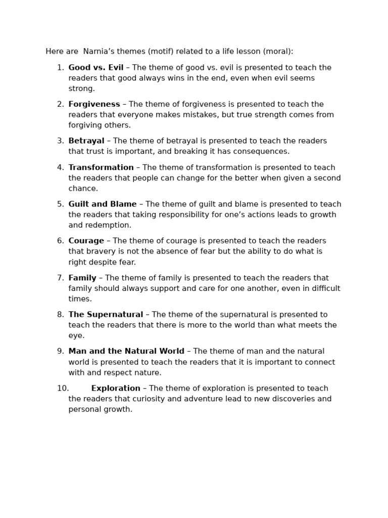 Narnia Themes and Lessons | PDF