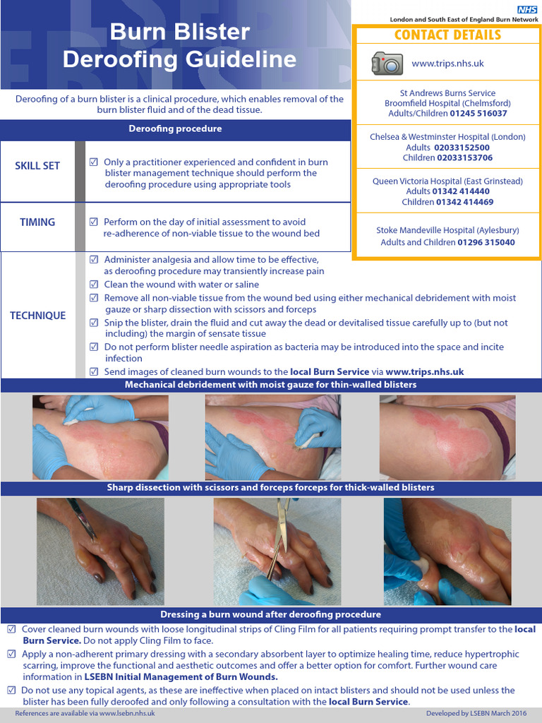 Deroofing Guidelines for Burn Blisters | PDF | Wound | Burn