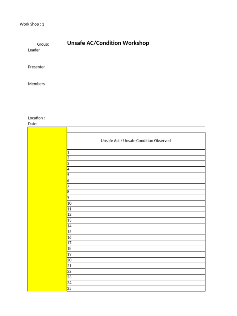 Unsafe Act Condition Form | PDF