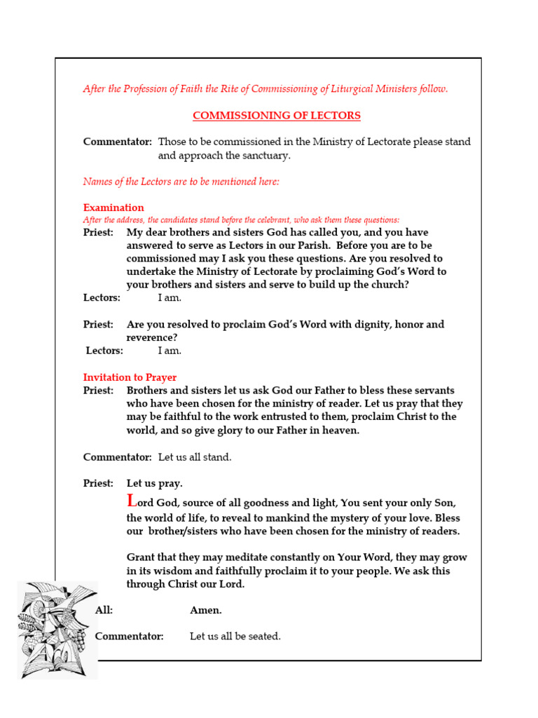 Commissioning of Lay Liturgical Ministers | PDF | Eucharist | Sacraments