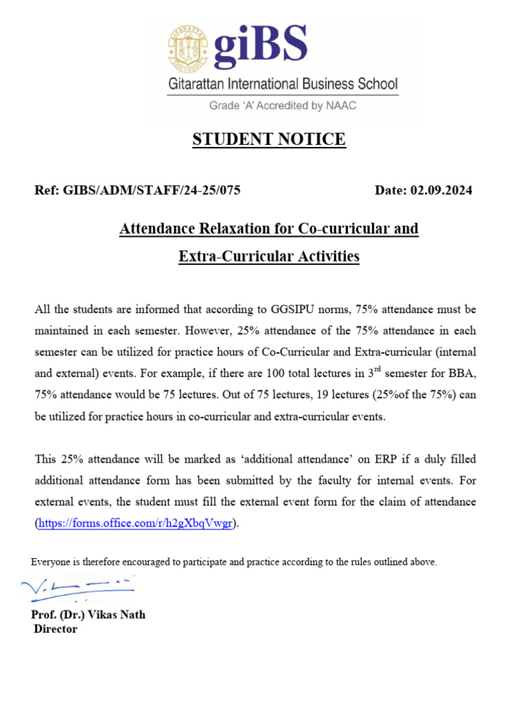 075-Attendance Relaxation For Co-Curricular and Extra-Curricular ...