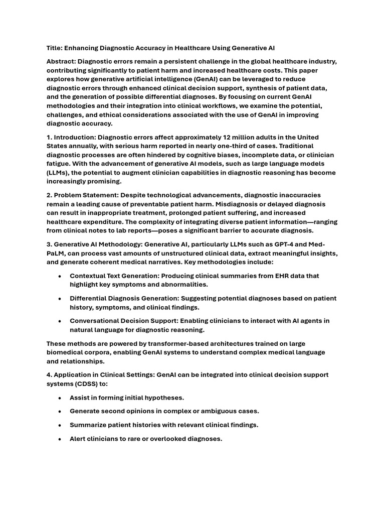 Generative AI for Accurate Healthcare Diagnosis | PDF | Medical ...