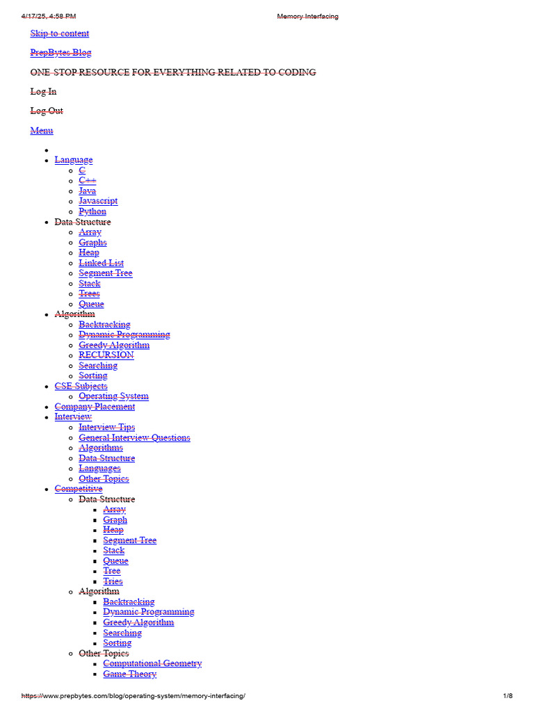 Memory Interfacing Final For Sharing | PDF | Input/Output | Computer Data Storage