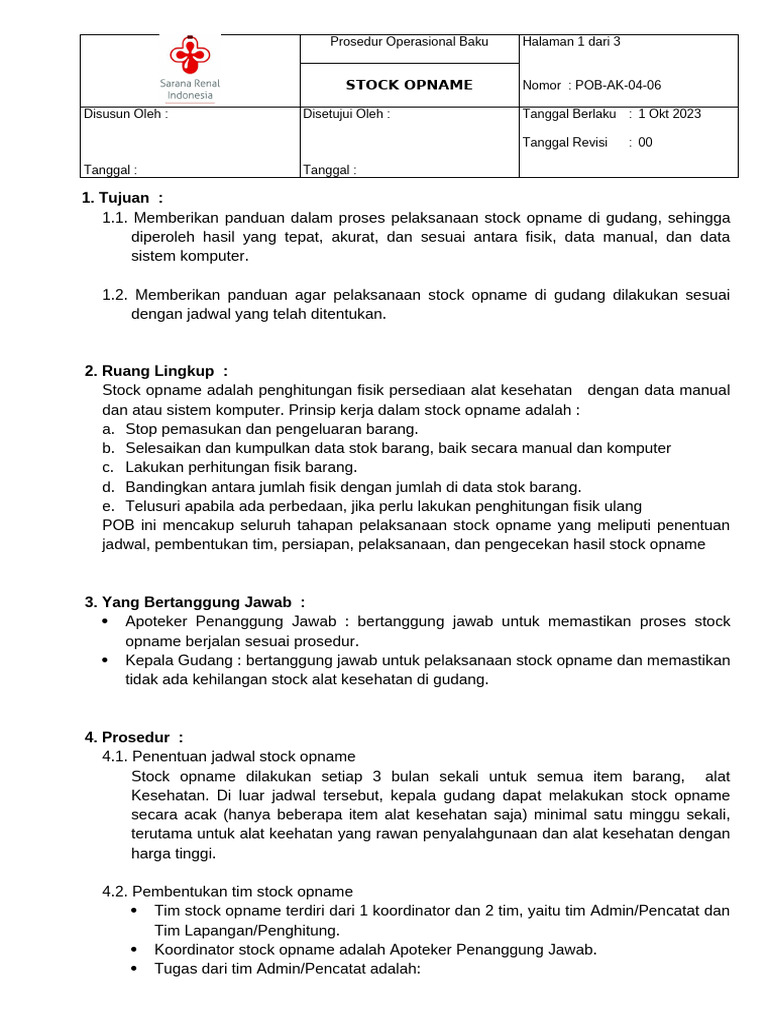 SOP-AK-04-06 Stok Opname | PDF