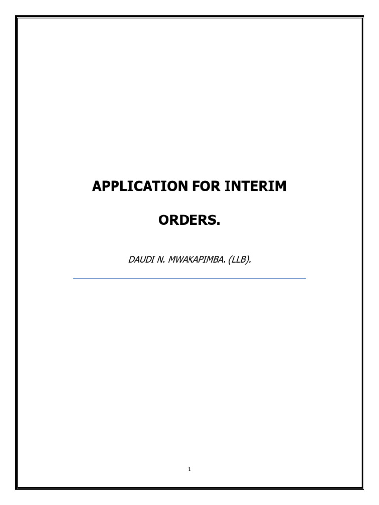 Application For Interim Orders | PDF | Lawsuit | Injunction
