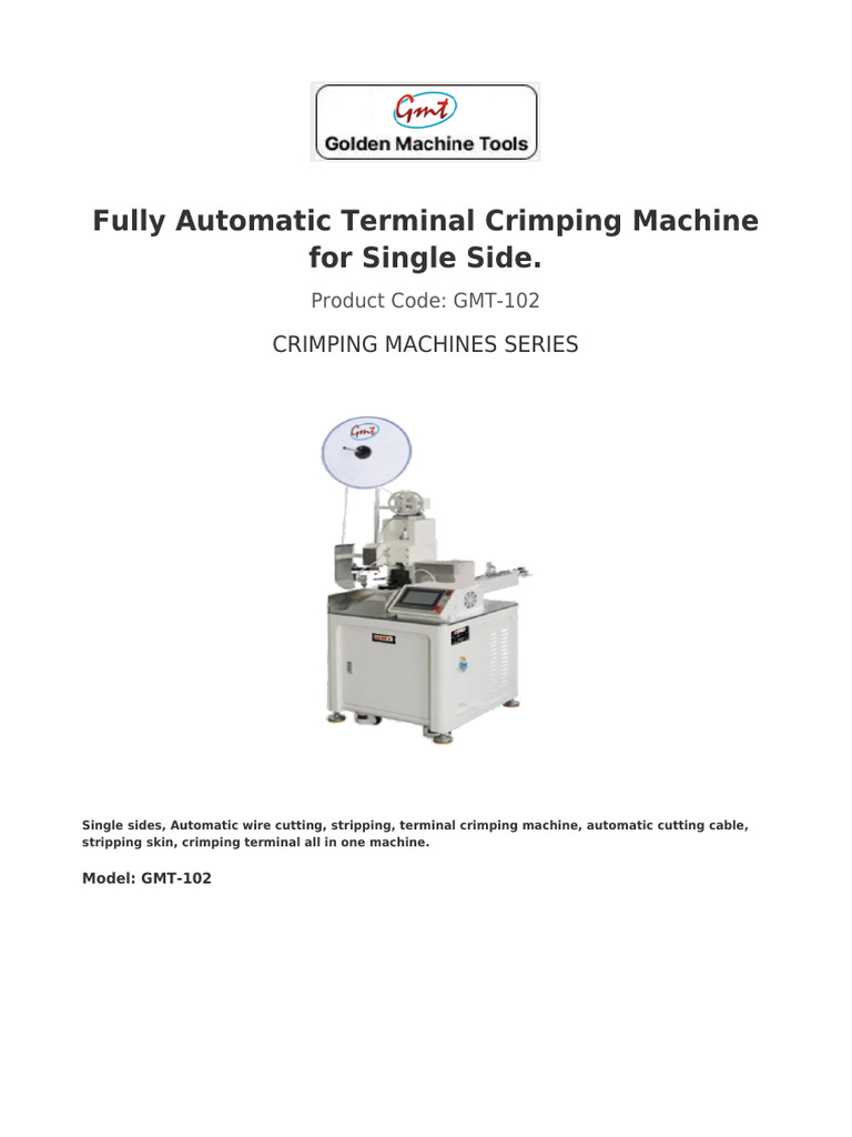 Fully Automatic Terminal Crimping Machine | PDF