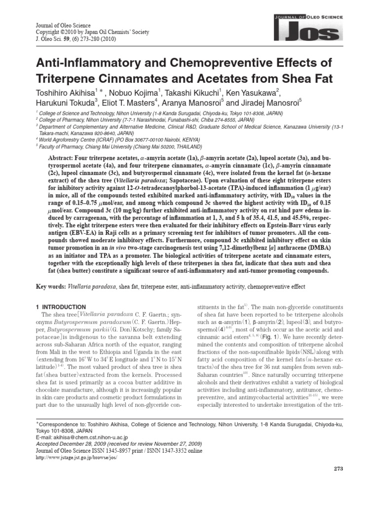 Anti-Infl Ammatory and Chemopreventive Effects of Triterpene Cinnamates ...