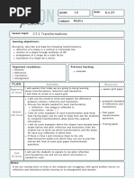 Geometry Transformations Lesson Plan | PDF | Shape | Geometry