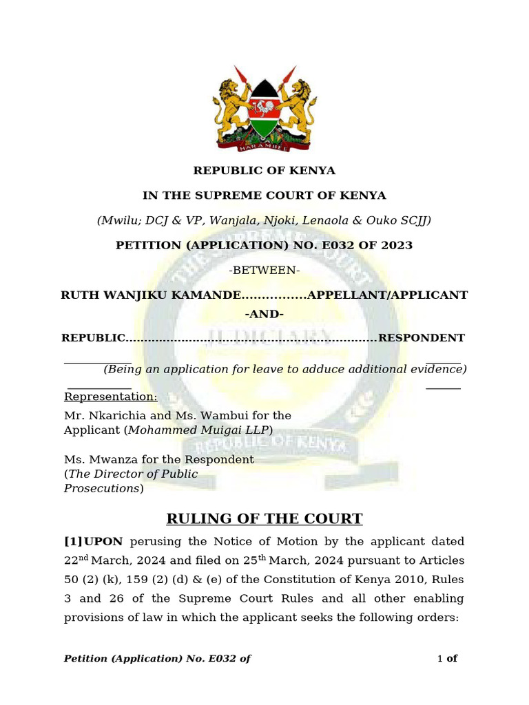 Ruling-Petition Application No. E032 of 2023 | PDF | Justice | Crime & Violence