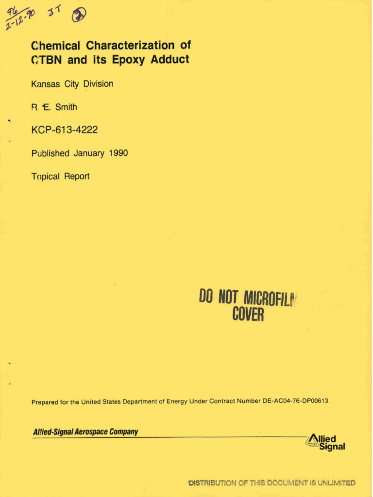 Chemical Characterization of CTBN and Its Epoxy Adduct | PDF ...