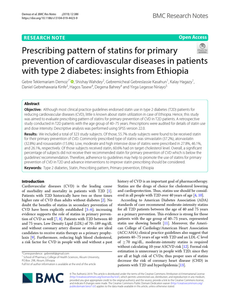 Prescribing Pattern of Statins For Primary Prevent | PDF | Statin ...