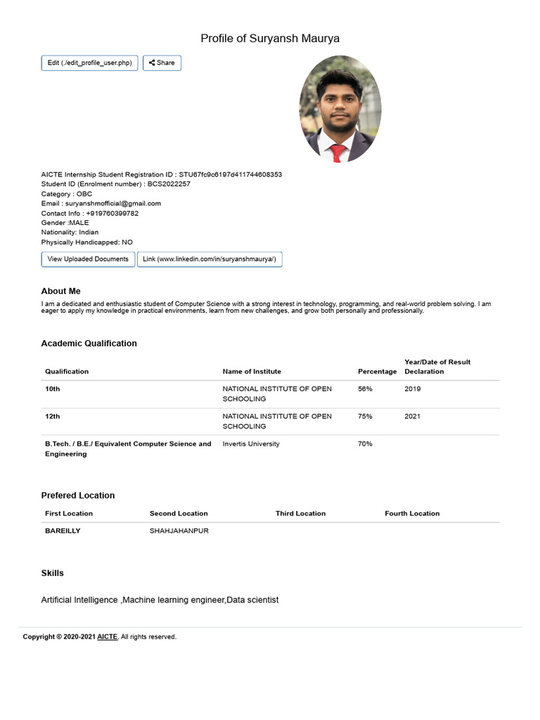 AICTE Internship Enterprise Portal - Learning by Doing. 1 Crore ...